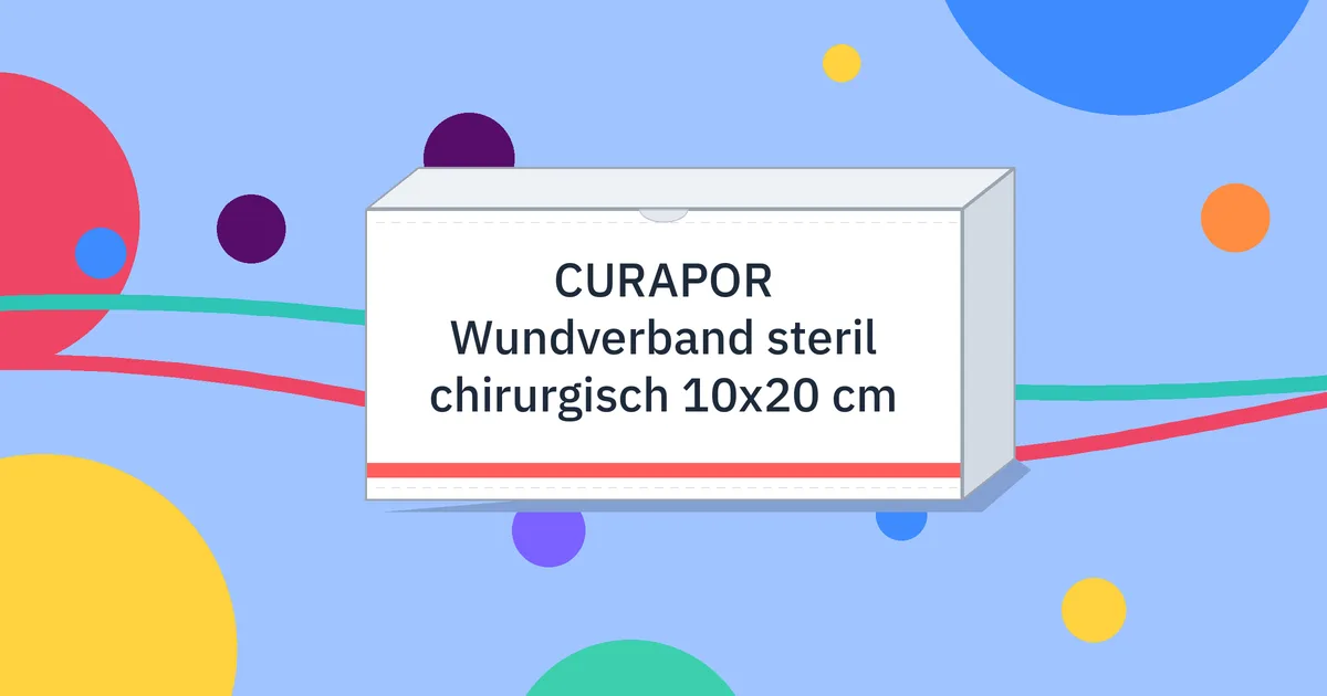 Symbolbild: Packung mit der Aufschrift CURAPOR Wundverband steril chirurgisch 10x20 cm (PZN 16007553) – Verfügbarkeit und Bezug in Apotheken in Frankfurt am Main