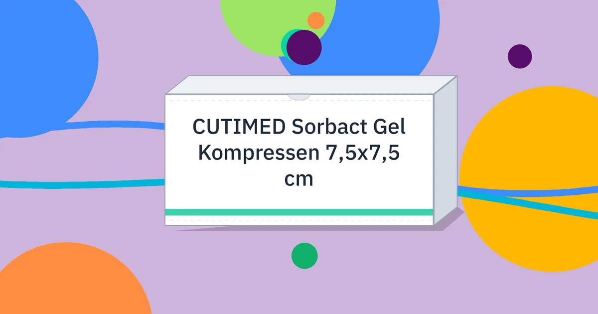 Symbolbild: Packung mit der Aufschrift CUTIMED Sorbact Gel Kompressen 7,5x7,5 cm (PZN 20543607) – Verfügbarkeit und Bezug in Apotheken in Frankfurt am Main