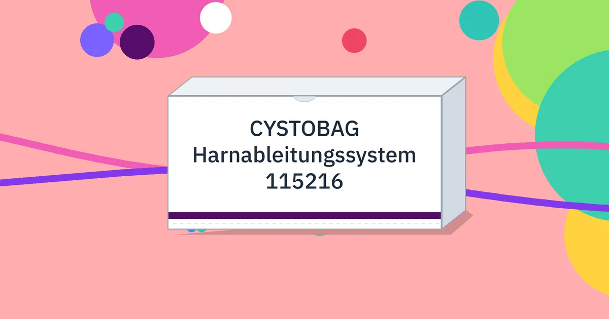 Symbolbild: Packung mit der Aufschrift CYSTOBAG Harnableitungssystem 115216 (PZN 07008157) – Verfügbarkeit und Bezug in Apotheken in Frankfurt am Main