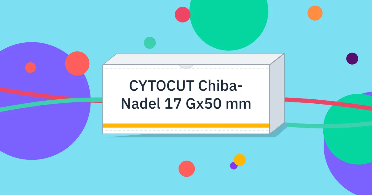 Symbolbild: Packung mit der Aufschrift CYTOCUT Chiba-Nadel 17 Gx50 mm (PZN 19735017) – Verfügbarkeit und Bezug in Apotheken in Frankfurt am Main