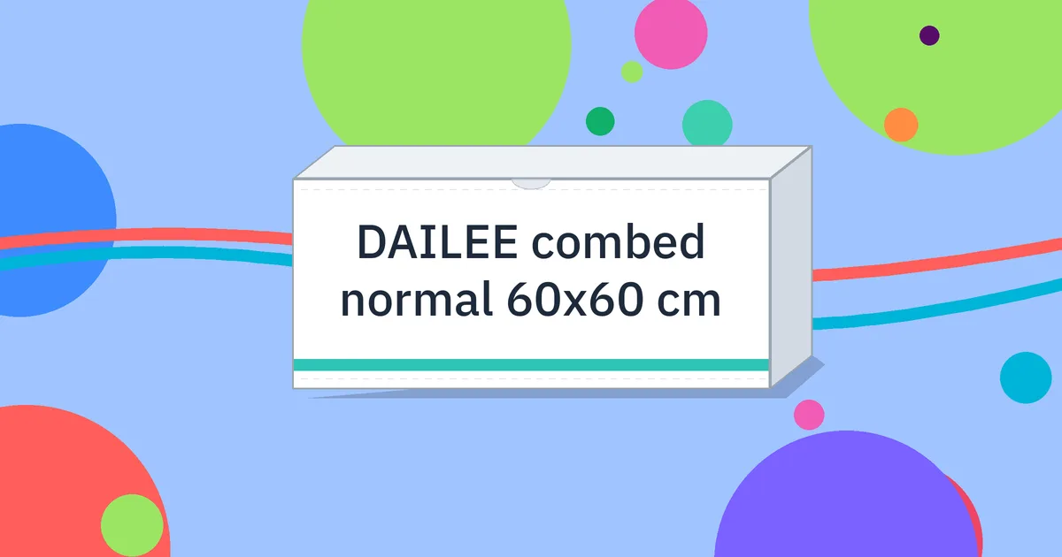 Symbolbild: Packung mit der Aufschrift DAILEE combed normal 60x60 cm (PZN 13710602) – Verfügbarkeit und Bezug in Apotheken in Frankfurt am Main