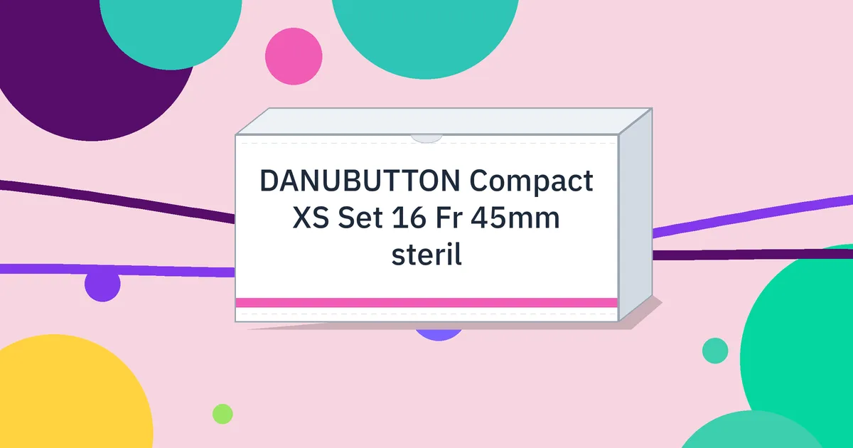 Symbolbild: Packung mit der Aufschrift DANUBUTTON Compact XS Set 16 Fr 45mm steril (PZN 19852929) – Verfügbarkeit und Bezug in Apotheken in Frankfurt am Main