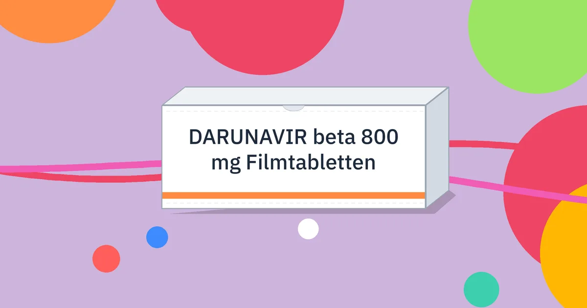 Symbolbild: Packung mit der Aufschrift DARUNAVIR beta 800 mg Filmtabletten (PZN 14133302) – Verfügbarkeit und Bezug in Apotheken in Frankfurt am Main