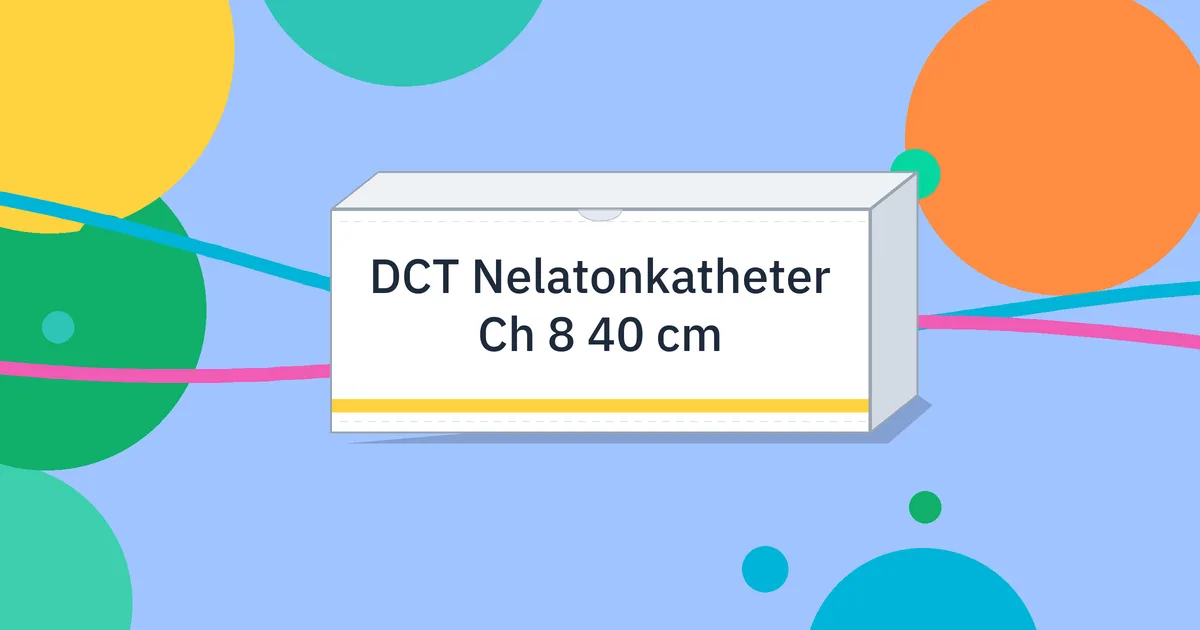 Symbolbild: Packung mit der Aufschrift DCT Nelatonkatheter Ch 8 40 cm (PZN 11318892) – Verfügbarkeit und Bezug in Apotheken in Frankfurt am Main