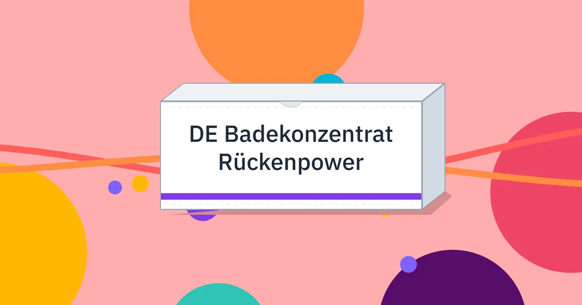 Symbolbild: Packung mit der Aufschrift DE Badekonzentrat Rückenpower (PZN 15820654) – Verfügbarkeit und Bezug in Apotheken in Frankfurt am Main