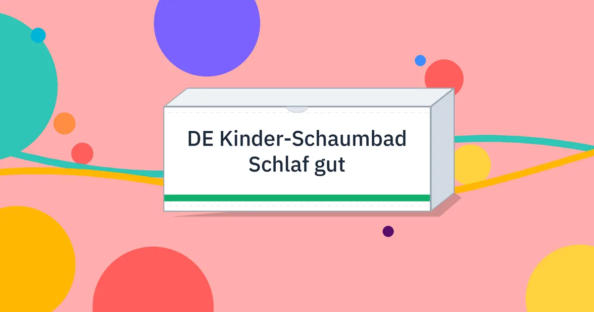 Symbolbild: Packung mit der Aufschrift DE Kinder-Schaumbad Schlaf gut (PZN 19379634) – Verfügbarkeit und Bezug in Apotheken in Frankfurt am Main