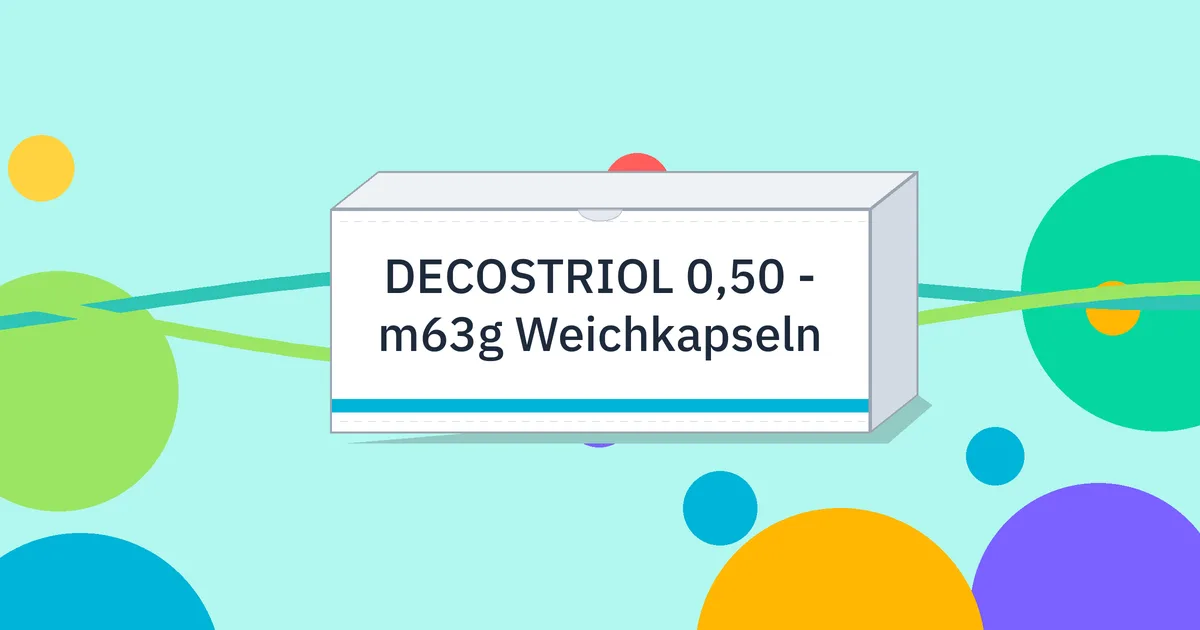 Symbolbild: Packung mit der Aufschrift DECOSTRIOL 0,50 -m63g Weichkapseln (PZN 08890499) – Verfügbarkeit und Bezug in Apotheken in Frankfurt am Main