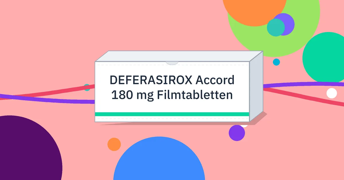 Symbolbild: Packung mit der Aufschrift DEFERASIROX Accord 180 mg Filmtabletten (PZN 15883330) – Verfügbarkeit und Bezug in Apotheken in Frankfurt am Main