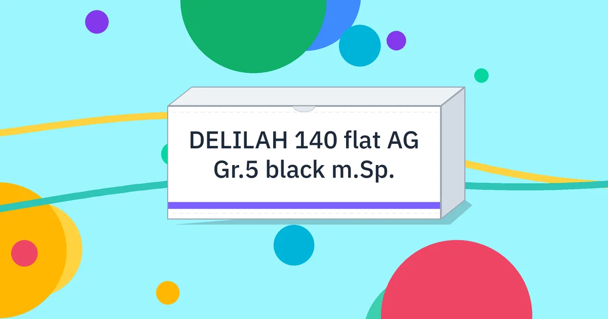 Symbolbild: Packung mit der Aufschrift DELILAH 140 flat AG Gr.5 black m.Sp. (PZN 14247454) – Verfügbarkeit und Bezug in Apotheken in Frankfurt am Main