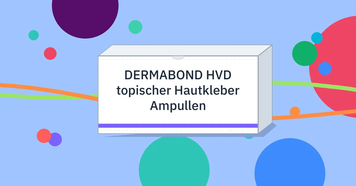 Symbolbild: Packung mit der Aufschrift DERMABOND HVD topischer Hautkleber Ampullen (PZN 06341191) – Verfügbarkeit und Bezug in Apotheken in Frankfurt am Main