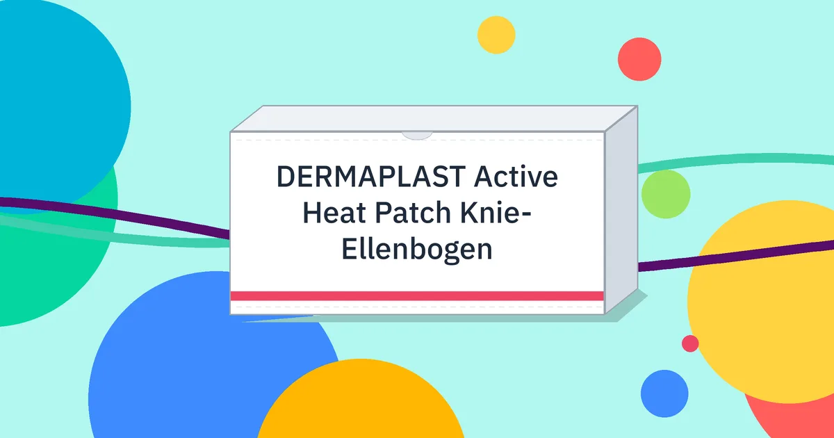 Symbolbild: Packung mit der Aufschrift DERMAPLAST Active Heat Patch Knie-Ellenbogen (PZN 19453603) – Verfügbarkeit und Bezug in Apotheken in Frankfurt am Main