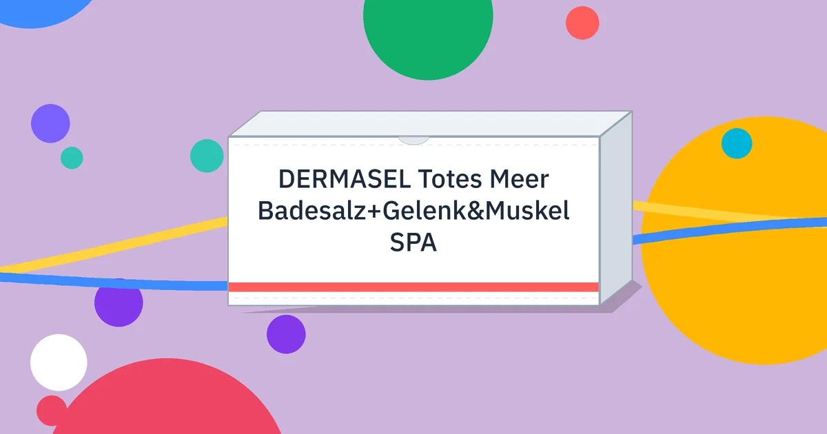 Symbolbild: Packung mit der Aufschrift DERMASEL Totes Meer Badesalz+Gelenk&Muskel SPA (PZN 10094887) – Verfügbarkeit und Bezug in Apotheken in Frankfurt am Main