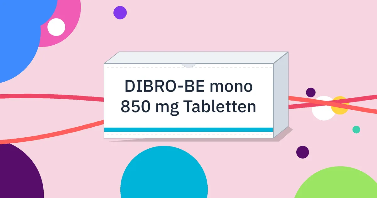 Symbolbild: Packung mit der Aufschrift DIBRO-BE mono 850 mg Tabletten (PZN 19334850) – Verfügbarkeit und Bezug in Apotheken in Frankfurt am Main