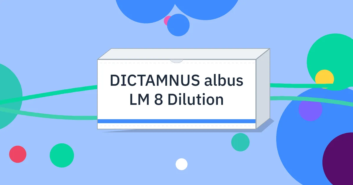 Symbolbild: Packung mit der Aufschrift DICTAMNUS albus LM 8 Dilution (PZN 13464652) – Verfügbarkeit und Bezug in Apotheken in Frankfurt am Main