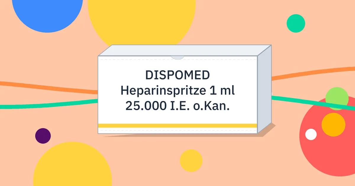 Symbolbild: Packung mit der Aufschrift DISPOMED Heparinspritze 1 ml 25.000 I.E. o.Kan. (PZN 00267832) – Verfügbarkeit und Bezug in Apotheken in Frankfurt am Main