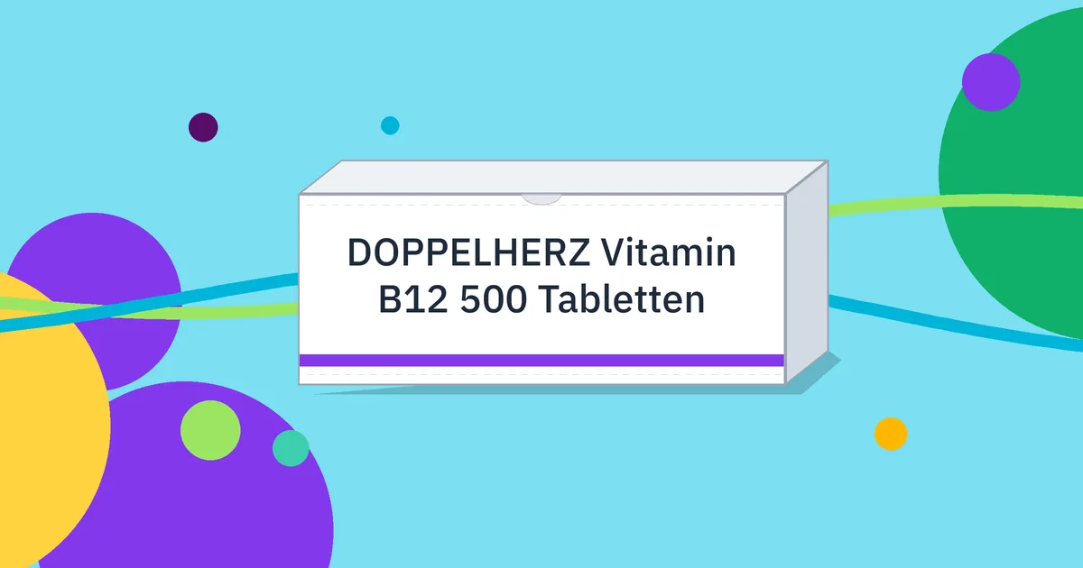 Symbolbild: Packung mit der Aufschrift DOPPELHERZ Vitamin B12 500 Tabletten (PZN 18674874) – Verfügbarkeit und Bezug in Apotheken in Frankfurt am Main