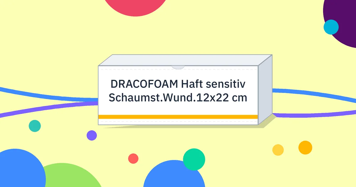 Symbolbild: Packung mit der Aufschrift DRACOFOAM Haft sensitiv Schaumst.Wund.12x22 cm (PZN 17438031) – Verfügbarkeit und Bezug in Apotheken in Frankfurt am Main