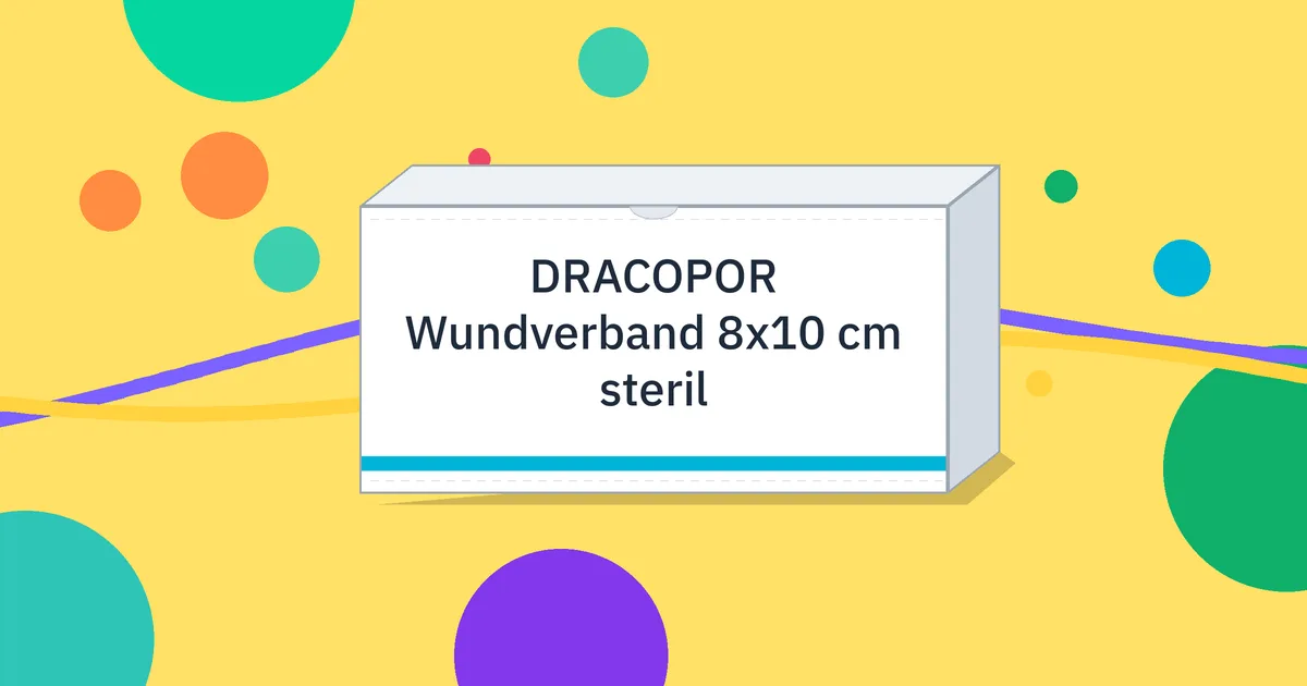 Symbolbild: Packung mit der Aufschrift DRACOPOR Wundverband 8x10 cm steril (PZN 01424771) – Verfügbarkeit und Bezug in Apotheken in Frankfurt am Main