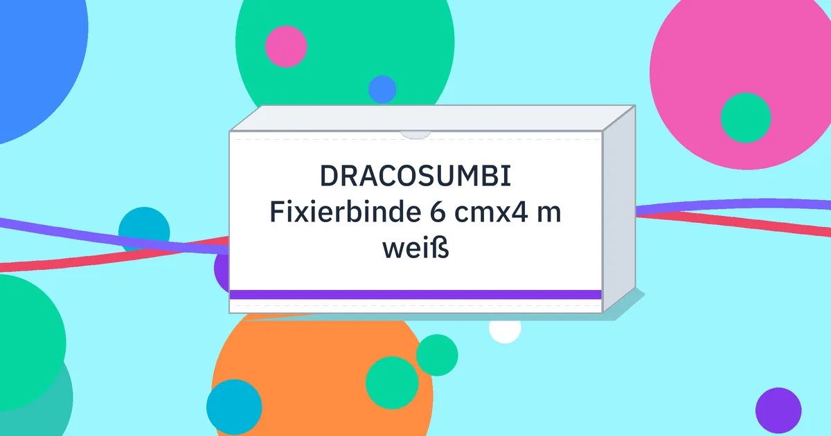 Symbolbild: Packung mit der Aufschrift DRACOSUMBI Fixierbinde 6 cmx4 m weiß (PZN 02163700) – Verfügbarkeit und Bezug in Apotheken in Frankfurt am Main