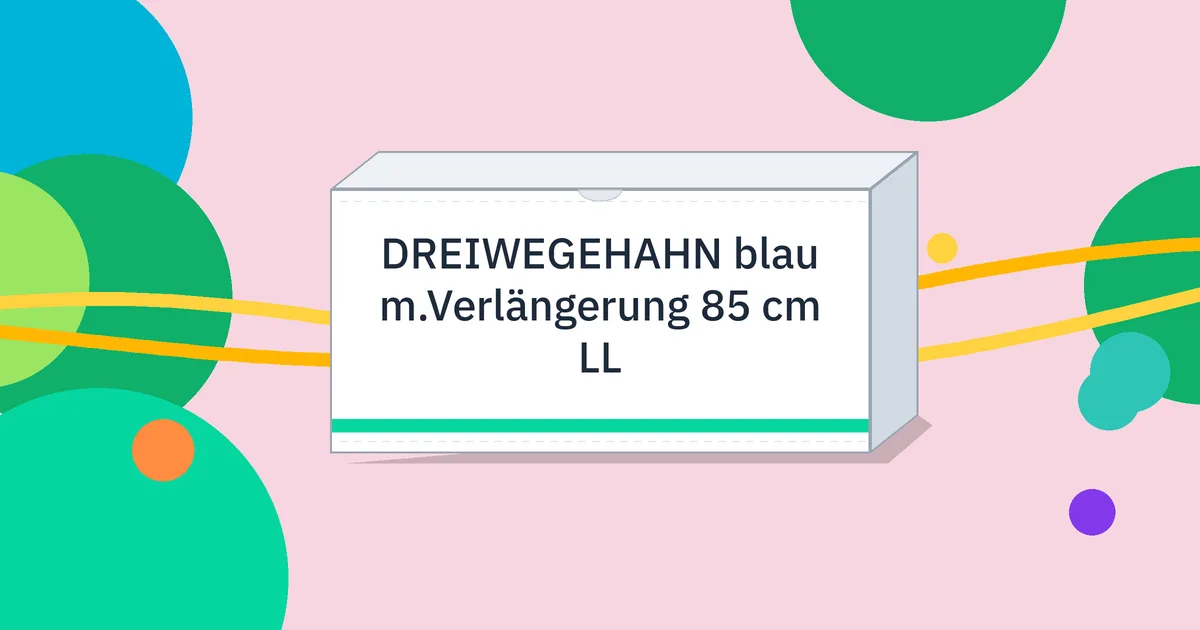 Symbolbild: Packung mit der Aufschrift DREIWEGEHAHN blau m.Verlängerung 85 cm LL (PZN 17487331) – Verfügbarkeit und Bezug in Apotheken in Frankfurt am Main