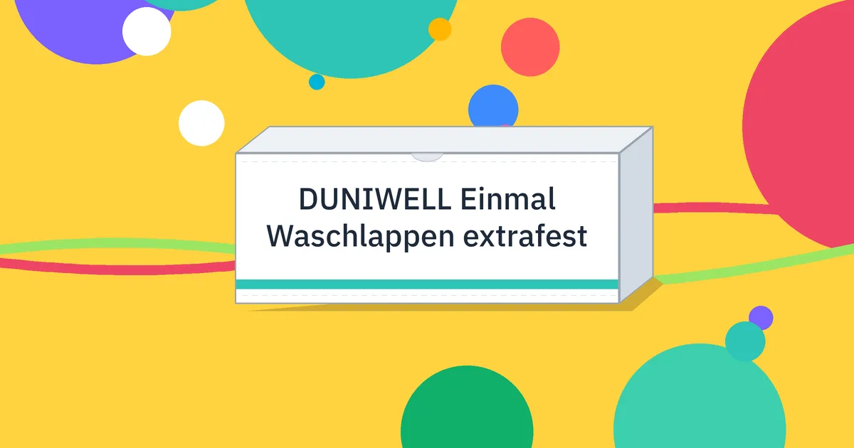 Symbolbild: Packung mit der Aufschrift DUNIWELL Einmal Waschlappen extrafest (PZN 12145821) – Verfügbarkeit und Bezug in Apotheken in Frankfurt am Main
