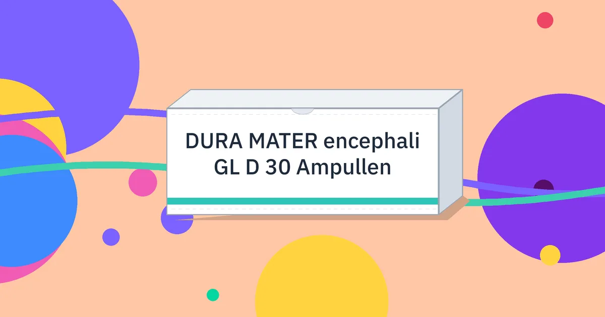 Symbolbild: Packung mit der Aufschrift DURA MATER encephali GL D 30 Ampullen (PZN 02920354) – Verfügbarkeit und Bezug in Apotheken in Frankfurt am Main