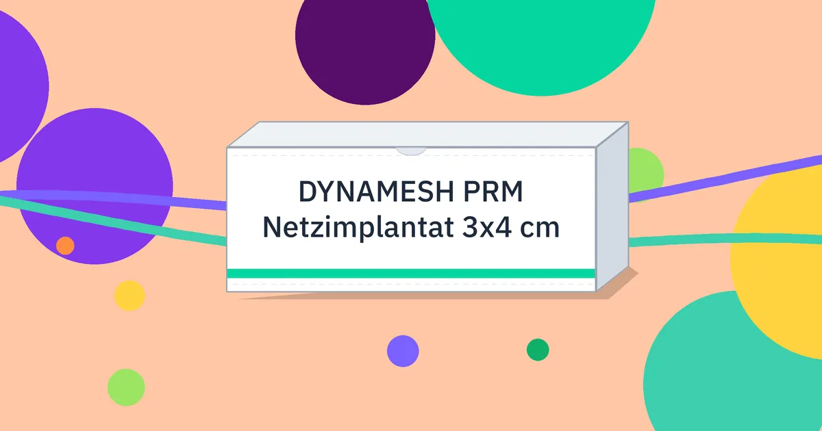 Symbolbild: Packung mit der Aufschrift DYNAMESH PRM Netzimplantat 3x4 cm (PZN 09262078) – Verfügbarkeit und Bezug in Apotheken in Frankfurt am Main