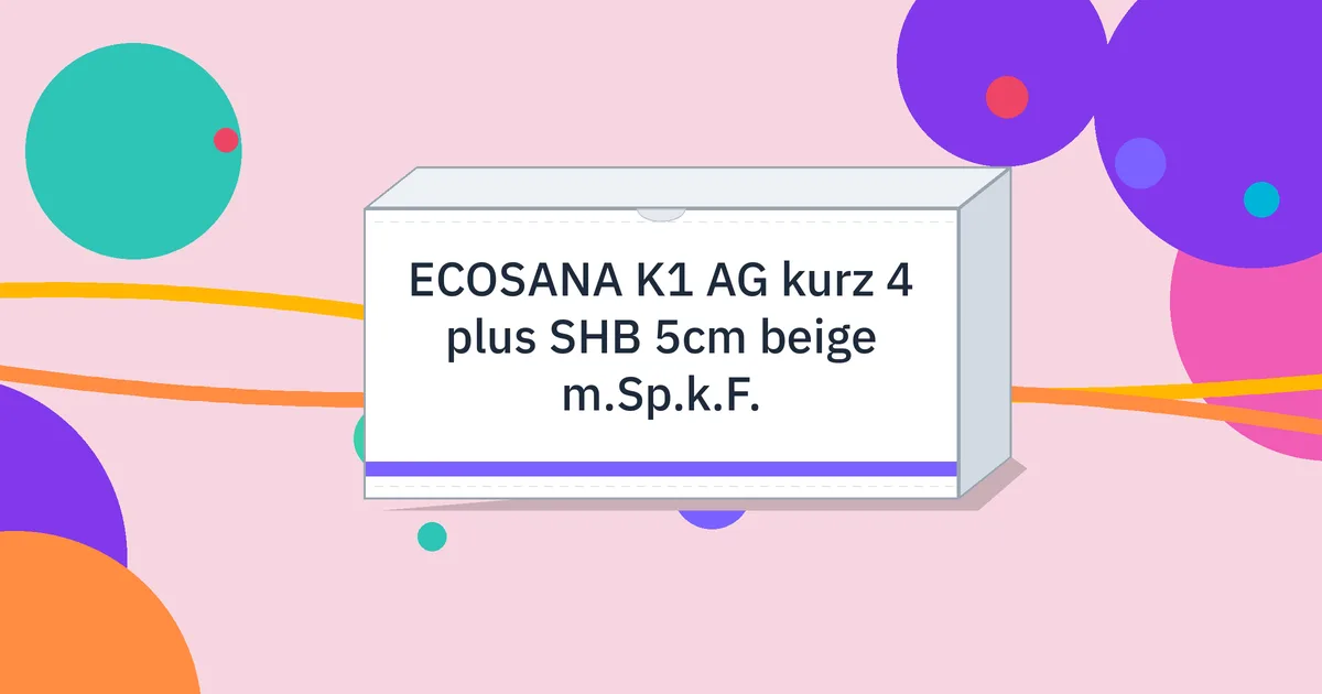 Symbolbild: Packung mit der Aufschrift ECOSANA K1 AG kurz 4 plus SHB 5cm beige m.Sp.k.F. (PZN 04728431) – Verfügbarkeit und Bezug in Apotheken in Frankfurt am Main