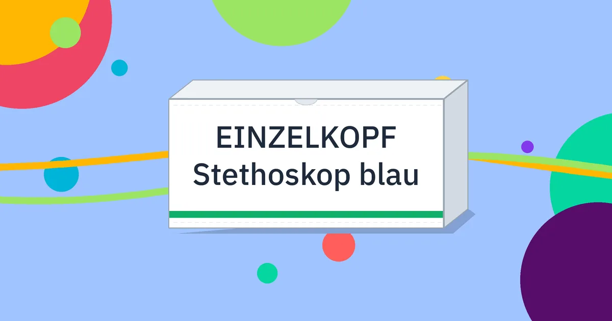 Symbolbild: Packung mit der Aufschrift EINZELKOPF Stethoskop blau (PZN 14265446) – Verfügbarkeit und Bezug in Apotheken in Frankfurt am Main