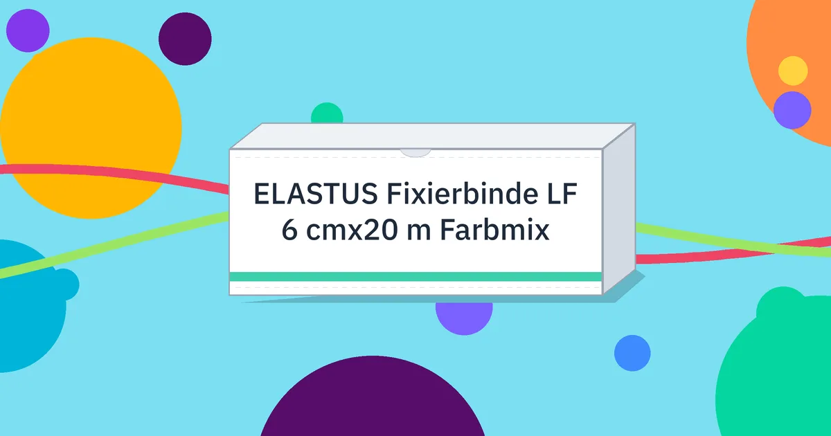 Symbolbild: Packung mit der Aufschrift ELASTUS Fixierbinde LF 6 cmx20 m Farbmix (PZN 12855422) – Verfügbarkeit und Bezug in Apotheken in Frankfurt am Main