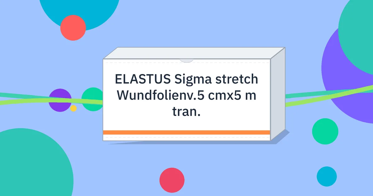 Symbolbild: Packung mit der Aufschrift ELASTUS Sigma stretch Wundfolienv.5 cmx5 m tran. (PZN 16678572) – Verfügbarkeit und Bezug in Apotheken in Frankfurt am Main