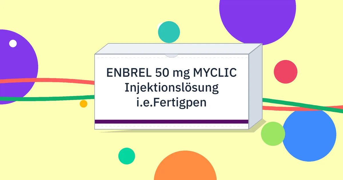 Symbolbild: Packung mit der Aufschrift ENBREL 50 mg MYCLIC Injektionslösung i.e.Fertigpen (PZN 14139948) – Verfügbarkeit und Bezug in Apotheken in Frankfurt am Main