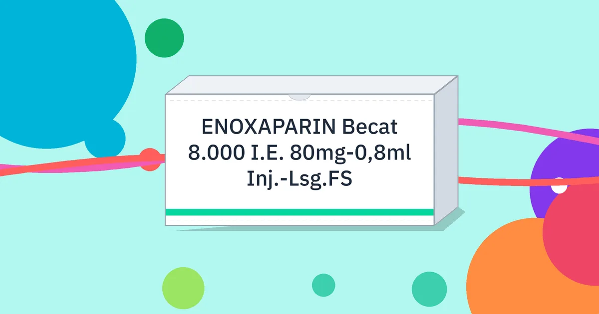 Symbolbild: Packung mit der Aufschrift ENOXAPARIN Becat 8.000 I.E. 80mg-0,8ml Inj.-Lsg.FS (PZN 17976461) – Verfügbarkeit und Bezug in Apotheken in Frankfurt am Main