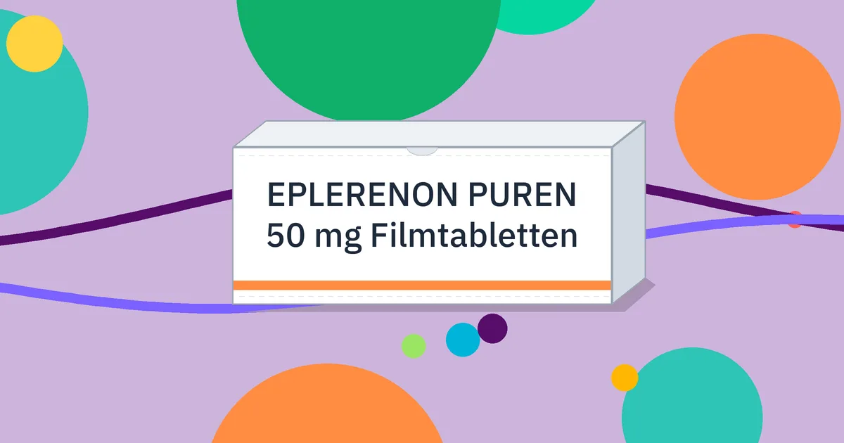 Symbolbild: Packung mit der Aufschrift EPLERENON PUREN 50 mg Filmtabletten (PZN 11108249) – Verfügbarkeit und Bezug in Apotheken in Frankfurt am Main