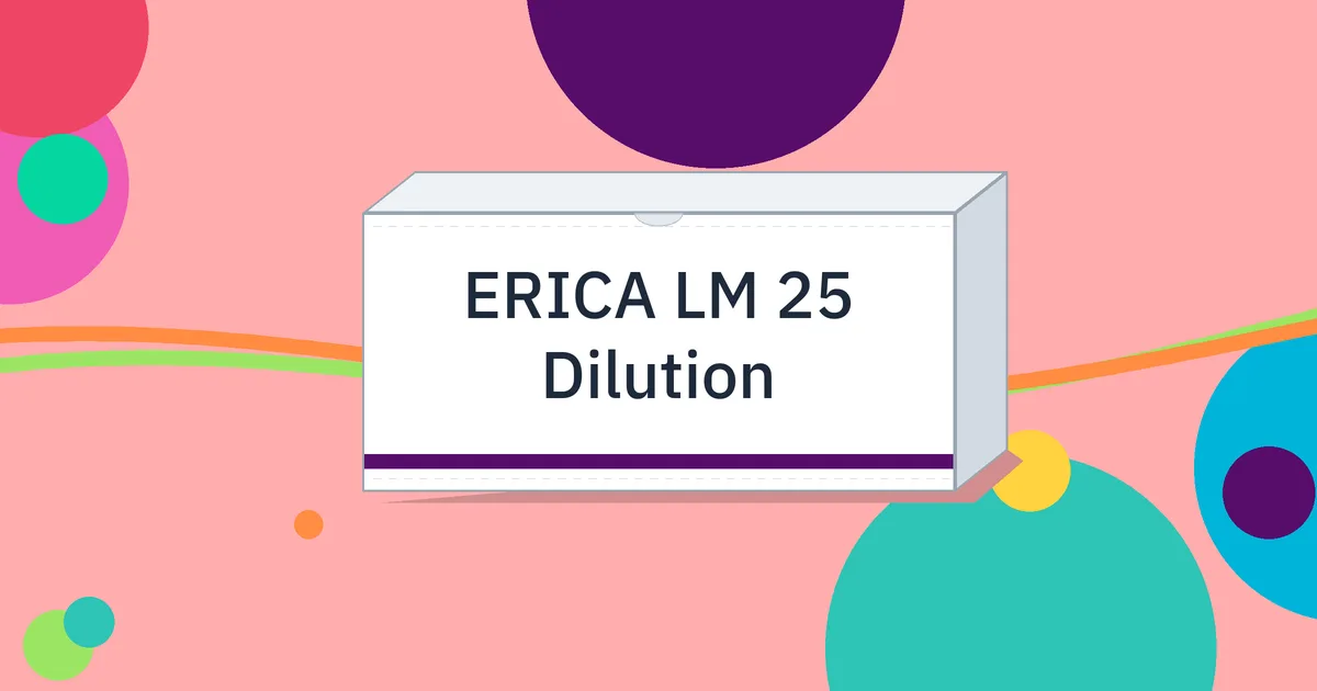 Symbolbild: Packung mit der Aufschrift ERICA LM 25 Dilution (PZN 13477821) – Verfügbarkeit und Bezug in Apotheken in Frankfurt am Main