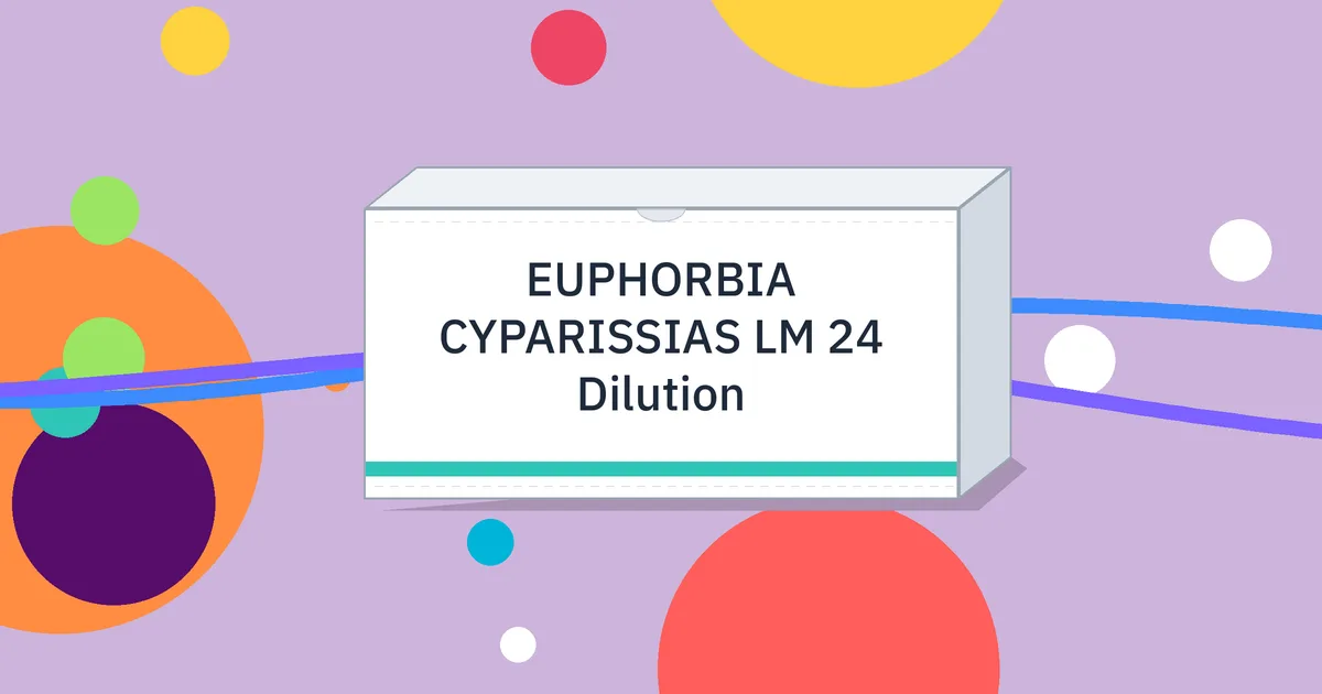 Symbolbild: Packung mit der Aufschrift EUPHORBIA CYPARISSIAS LM 24 Dilution (PZN 13481998) – Verfügbarkeit und Bezug in Apotheken in Frankfurt am Main