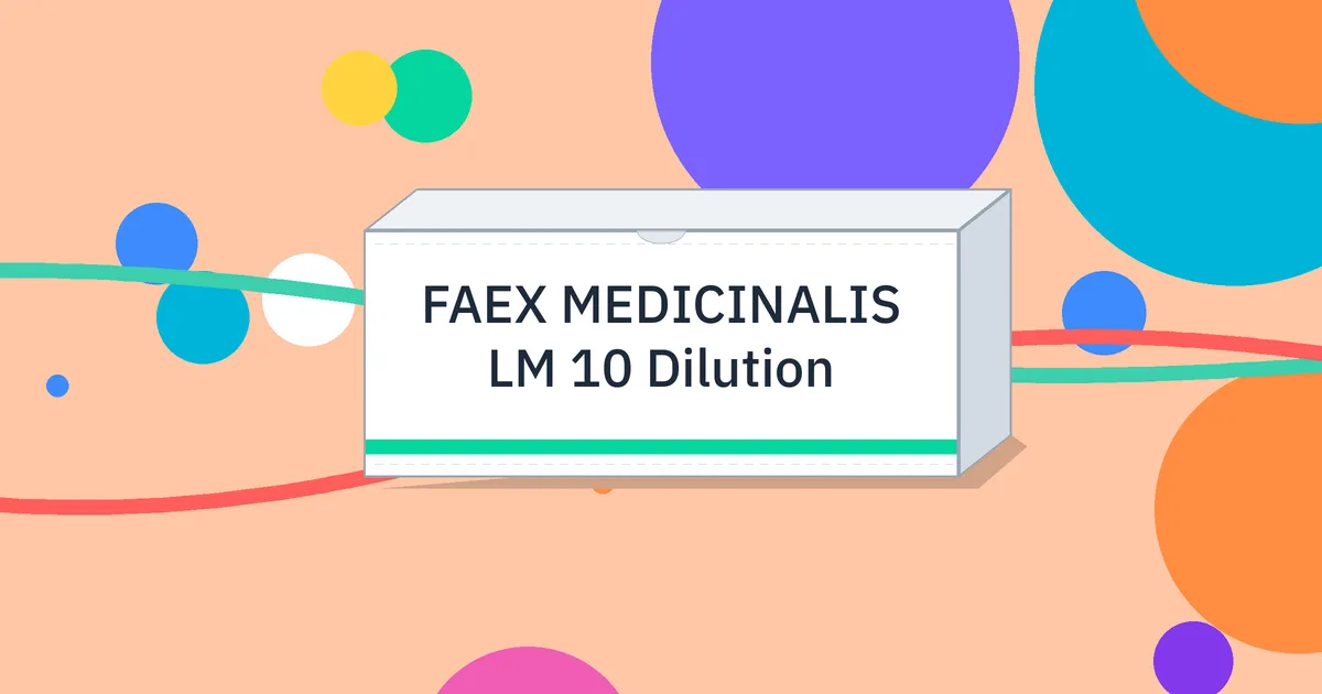 Symbolbild: Packung mit der Aufschrift FAEX MEDICINALIS LM 10 Dilution (PZN 13486004) – Verfügbarkeit und Bezug in Apotheken in Frankfurt am Main