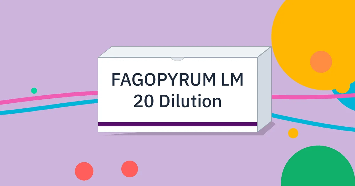 Symbolbild: Packung mit der Aufschrift FAGOPYRUM LM 20 Dilution (PZN 13486599) – Verfügbarkeit und Bezug in Apotheken in Frankfurt am Main