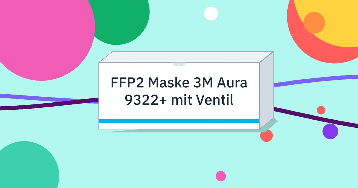 Symbolbild: Packung mit der Aufschrift FFP2 Maske 3M Aura 9322+ mit Ventil (PZN 17271890) – Verfügbarkeit und Bezug in Apotheken in Frankfurt am Main