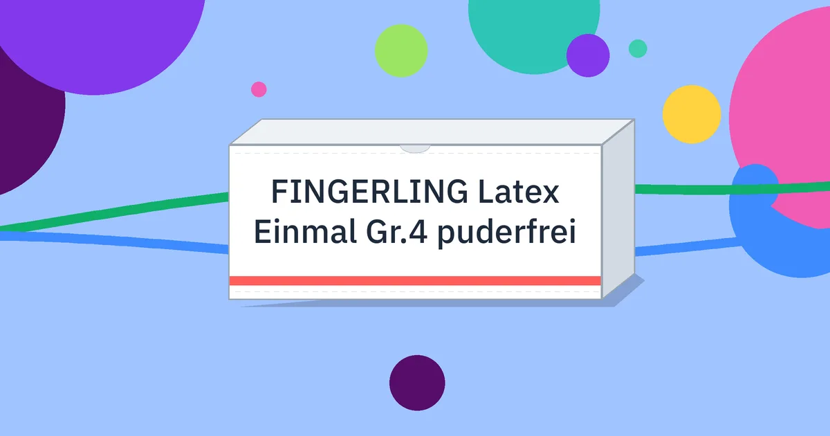 Symbolbild: Packung mit der Aufschrift FINGERLING Latex Einmal Gr.4 puderfrei (PZN 07305464) – Verfügbarkeit und Bezug in Apotheken in Frankfurt am Main