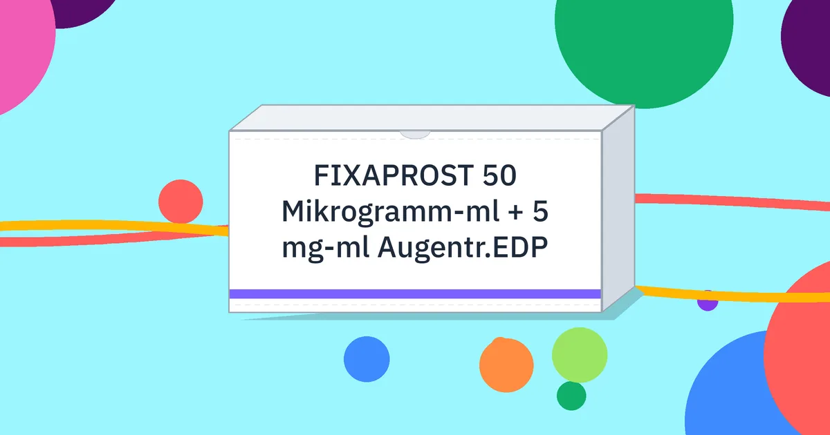 Symbolbild: Packung mit der Aufschrift FIXAPROST 50 Mikrogramm-ml + 5 mg-ml Augentr.EDP (PZN 17977667) – Verfügbarkeit und Bezug in Apotheken in Frankfurt am Main