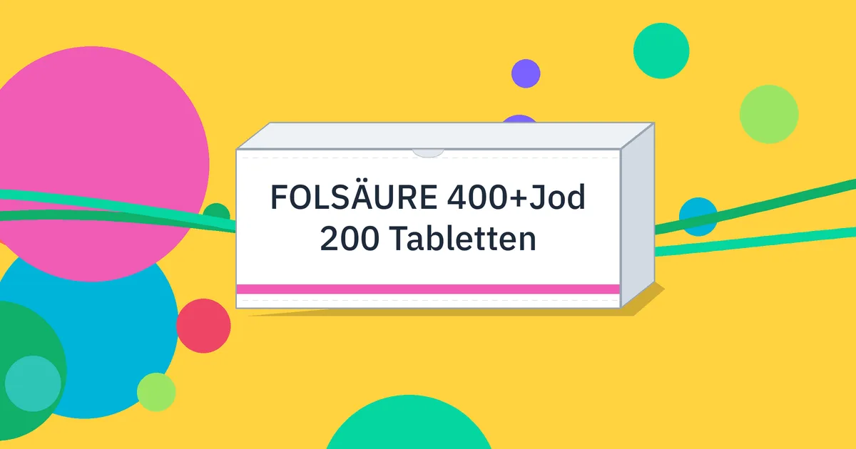 Symbolbild: Packung mit der Aufschrift FOLSÄURE 400+Jod 200 Tabletten (PZN 00134456) – Verfügbarkeit und Bezug in Apotheken in Frankfurt am Main
