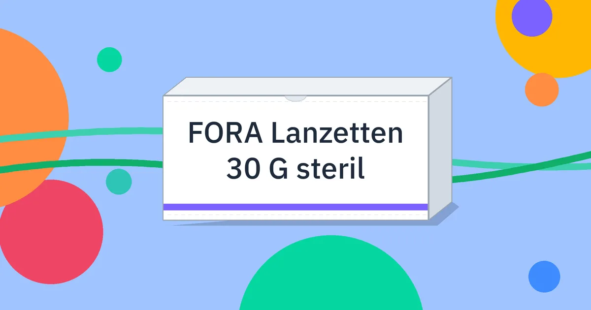 Symbolbild: Packung mit der Aufschrift FORA Lanzetten 30 G steril (PZN 15246876) – Verfügbarkeit und Bezug in Apotheken in Frankfurt am Main