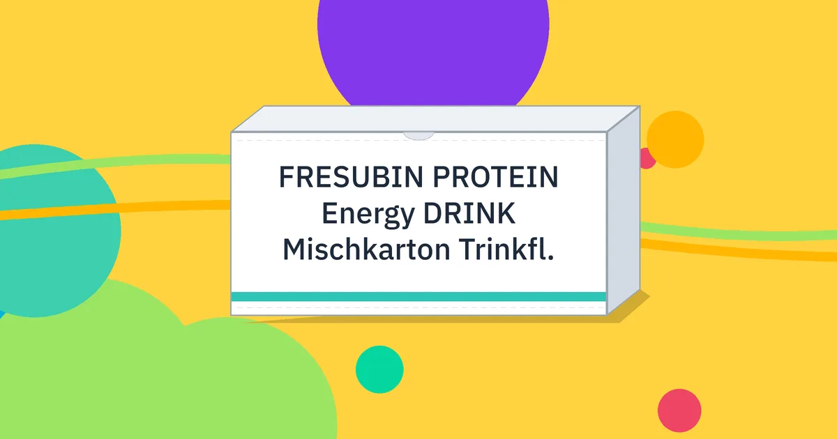 Symbolbild: Packung mit der Aufschrift FRESUBIN PROTEIN Energy DRINK Mischkarton Trinkfl. (PZN 02916536) – Verfügbarkeit und Bezug in Apotheken in Frankfurt am Main