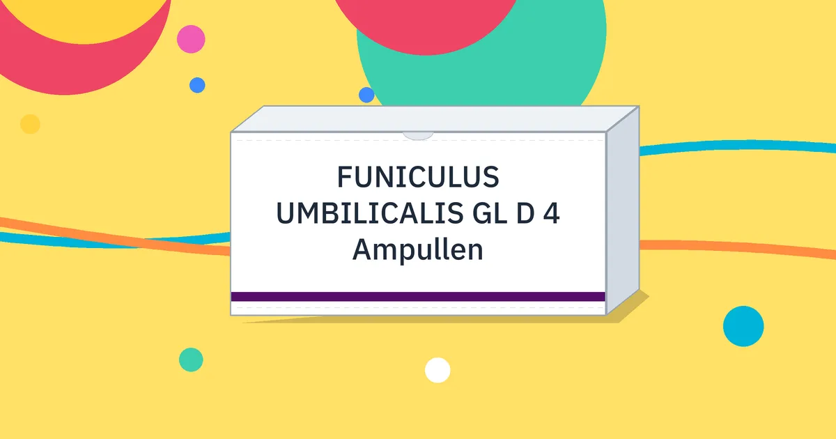 Symbolbild: Packung mit der Aufschrift FUNICULUS UMBILICALIS GL D 4 Ampullen (PZN 02831656) – Verfügbarkeit und Bezug in Apotheken in Frankfurt am Main