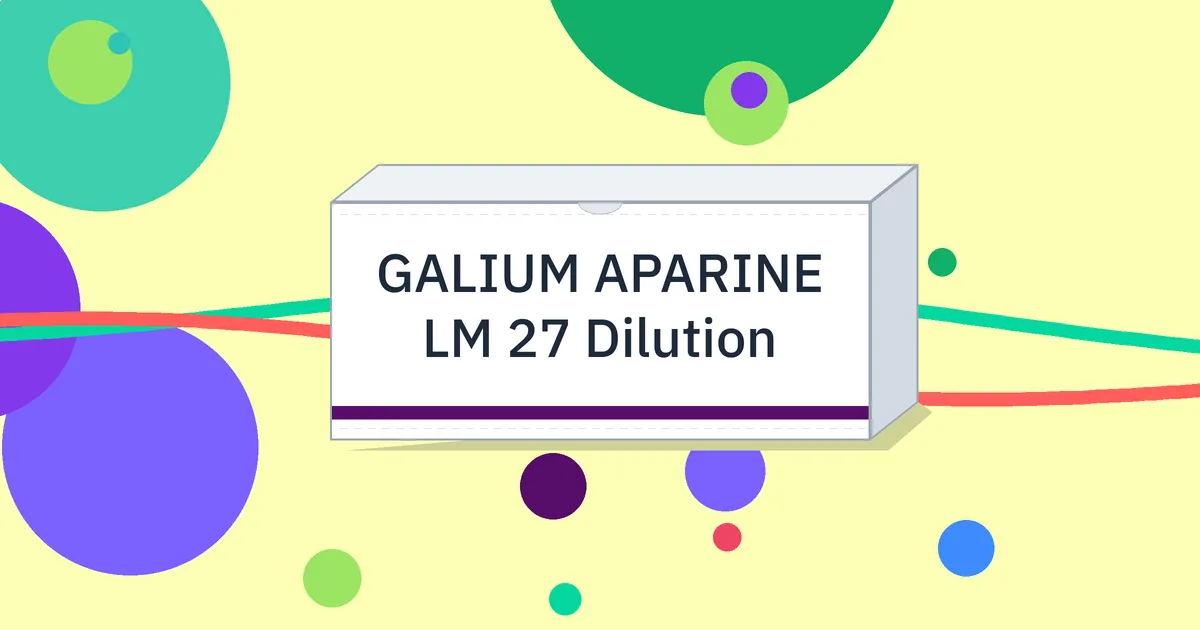 Symbolbild: Packung mit der Aufschrift GALIUM APARINE LM 27 Dilution (PZN 13497315) – Verfügbarkeit und Bezug in Apotheken in Frankfurt am Main