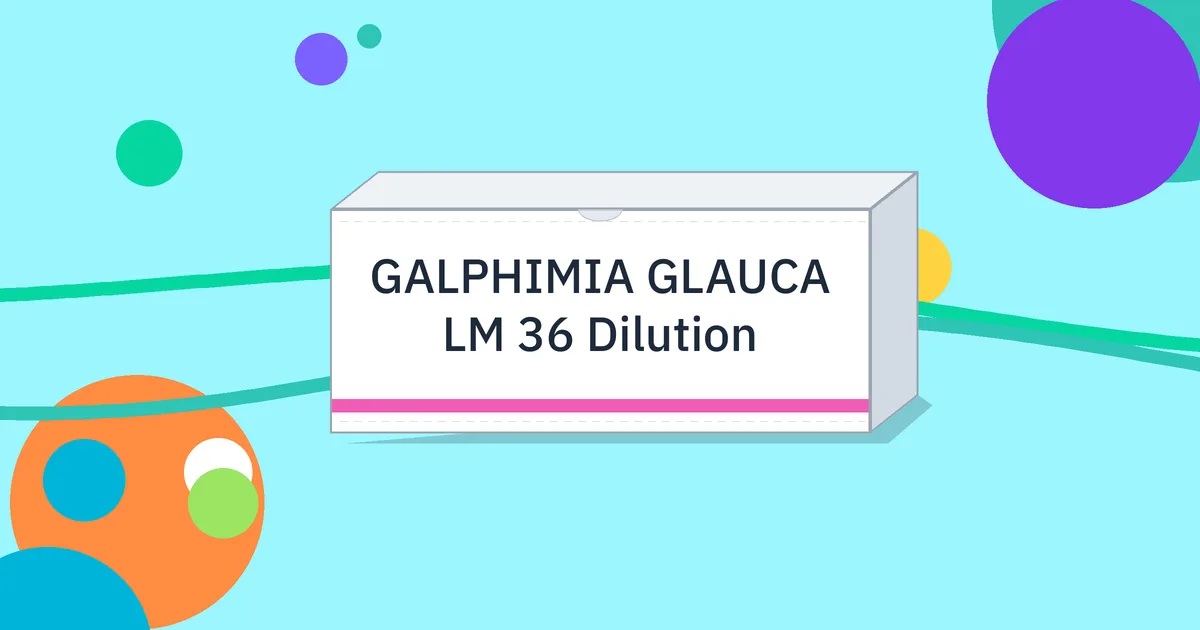 Symbolbild: Packung mit der Aufschrift GALPHIMIA GLAUCA LM 36 Dilution (PZN 12875531) – Verfügbarkeit und Bezug in Apotheken in Frankfurt am Main