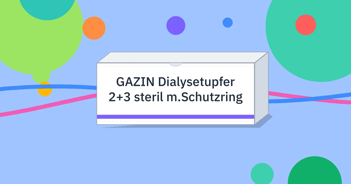 Symbolbild: Packung mit der Aufschrift GAZIN Dialysetupfer 2+3 steril m.Schutzring (PZN 15997803) – Verfügbarkeit und Bezug in Apotheken in Frankfurt am Main