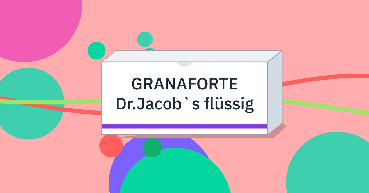 Symbolbild: Packung mit der Aufschrift GRANAFORTE Dr.Jacob`s flüssig (PZN 11545085) – Verfügbarkeit und Bezug in Apotheken in Frankfurt am Main