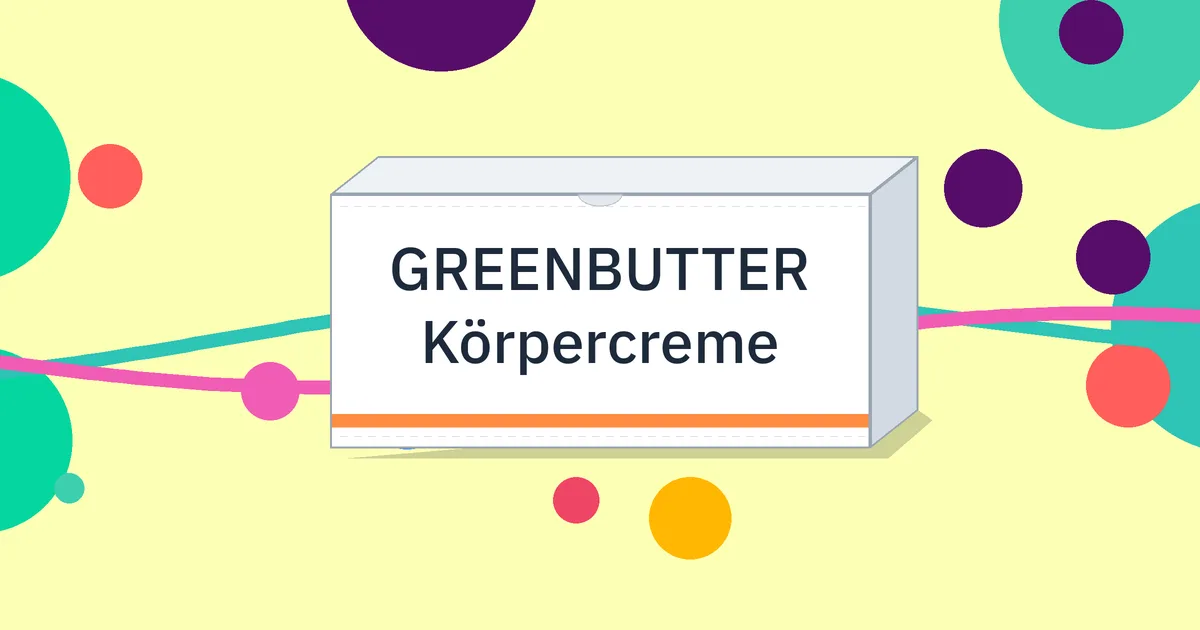 Symbolbild: Packung mit der Aufschrift GREENBUTTER Körpercreme (PZN 15877453) – Verfügbarkeit und Bezug in Apotheken in Frankfurt am Main